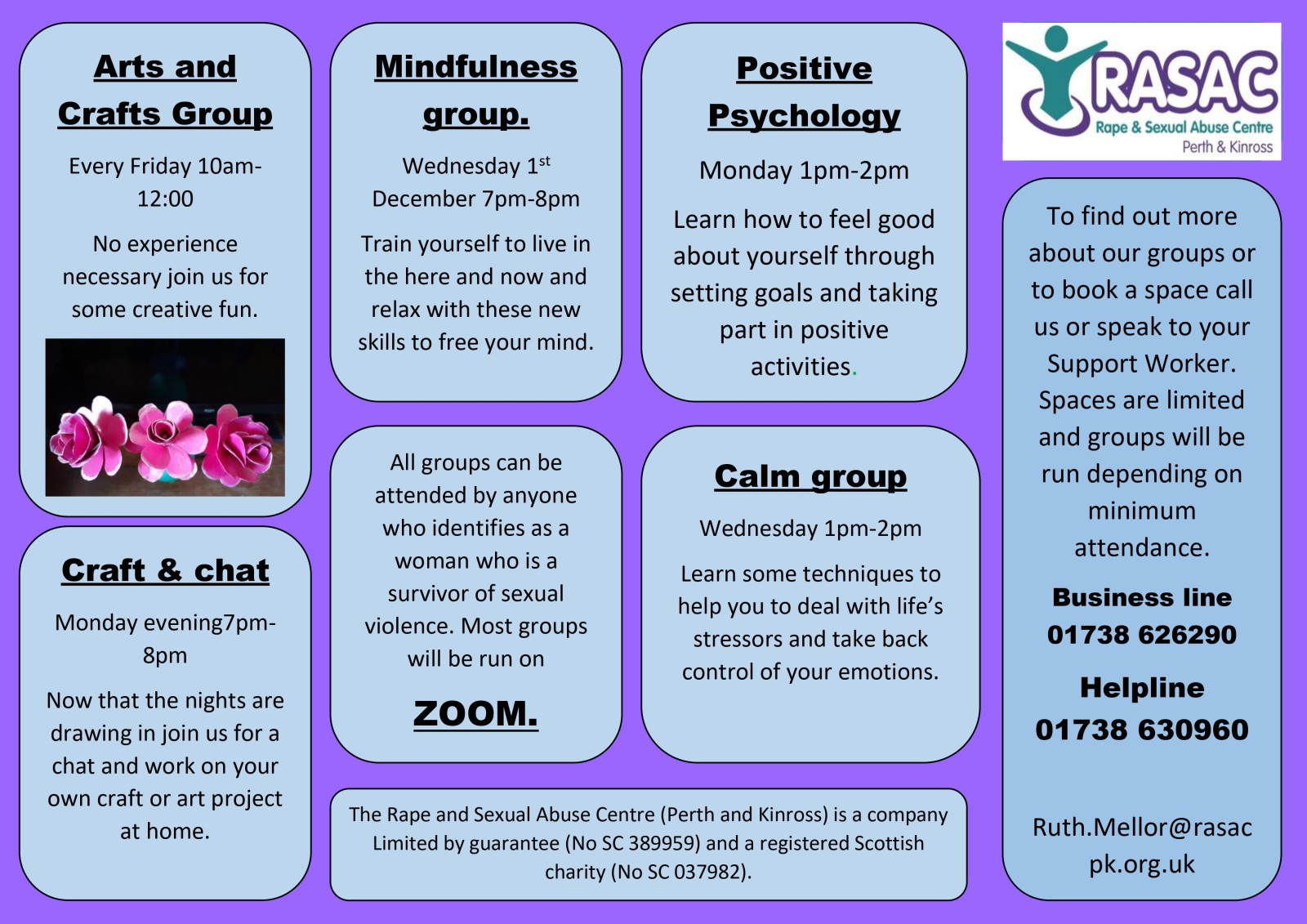 December Group Program! | Latest News | RASAC Perth & Kinross